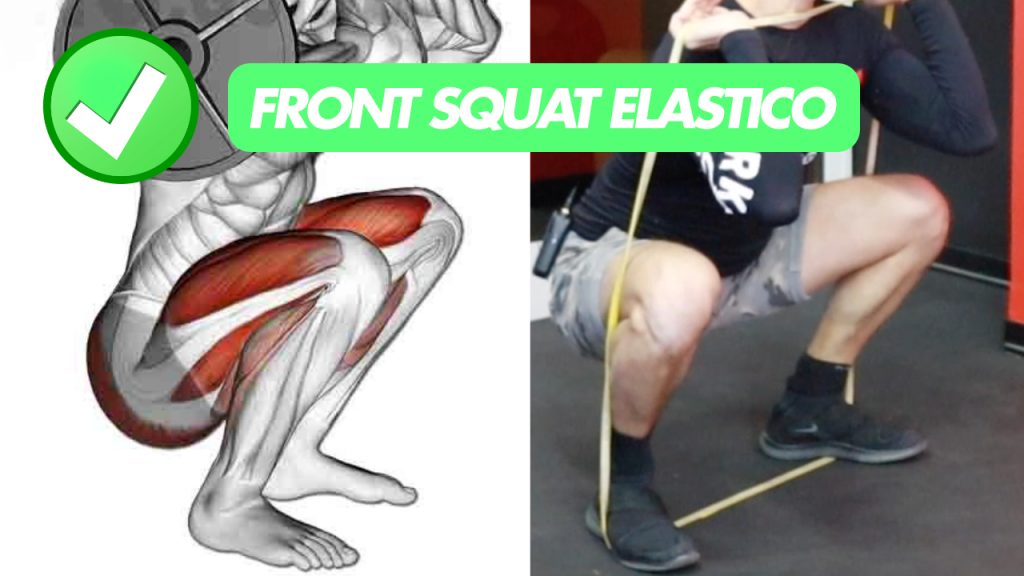 Front Squat con elastico per allenare gambe e glutei