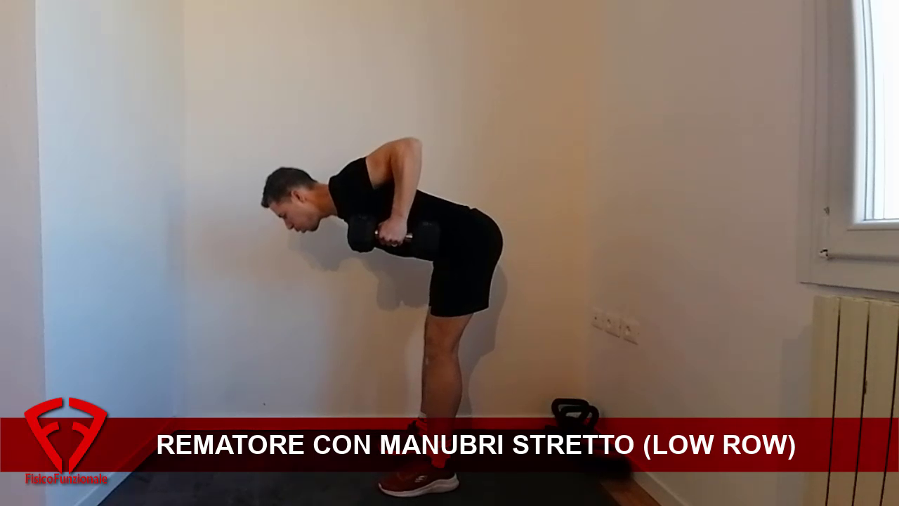 Allenamento schiena a casa: Rematore con manubri SENZA PANCA